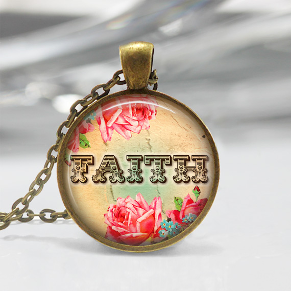 1 Inch Round Pendant Tray - Faith on Luulla